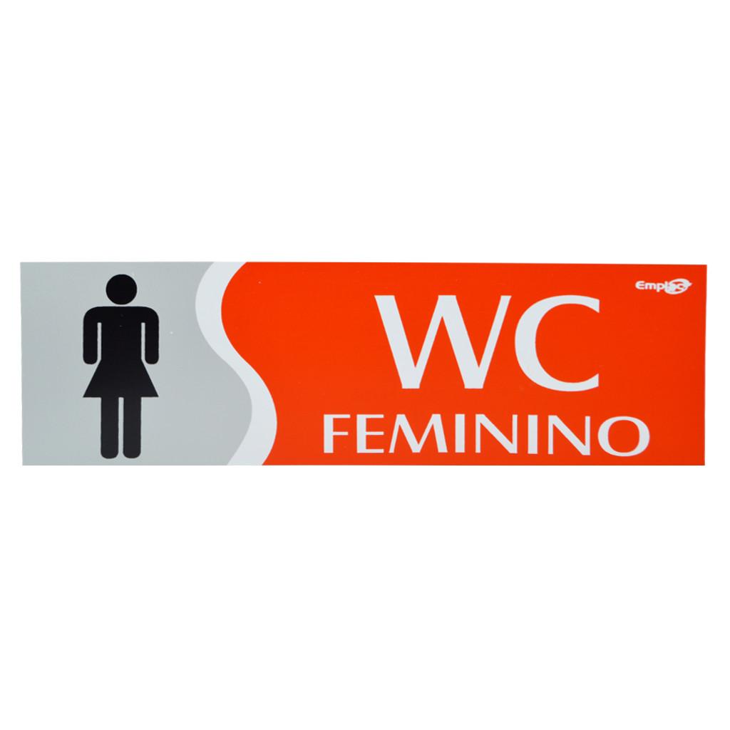 Placa WC Feminino Vermelha 30 cm Emplac - Irmãos Haluli