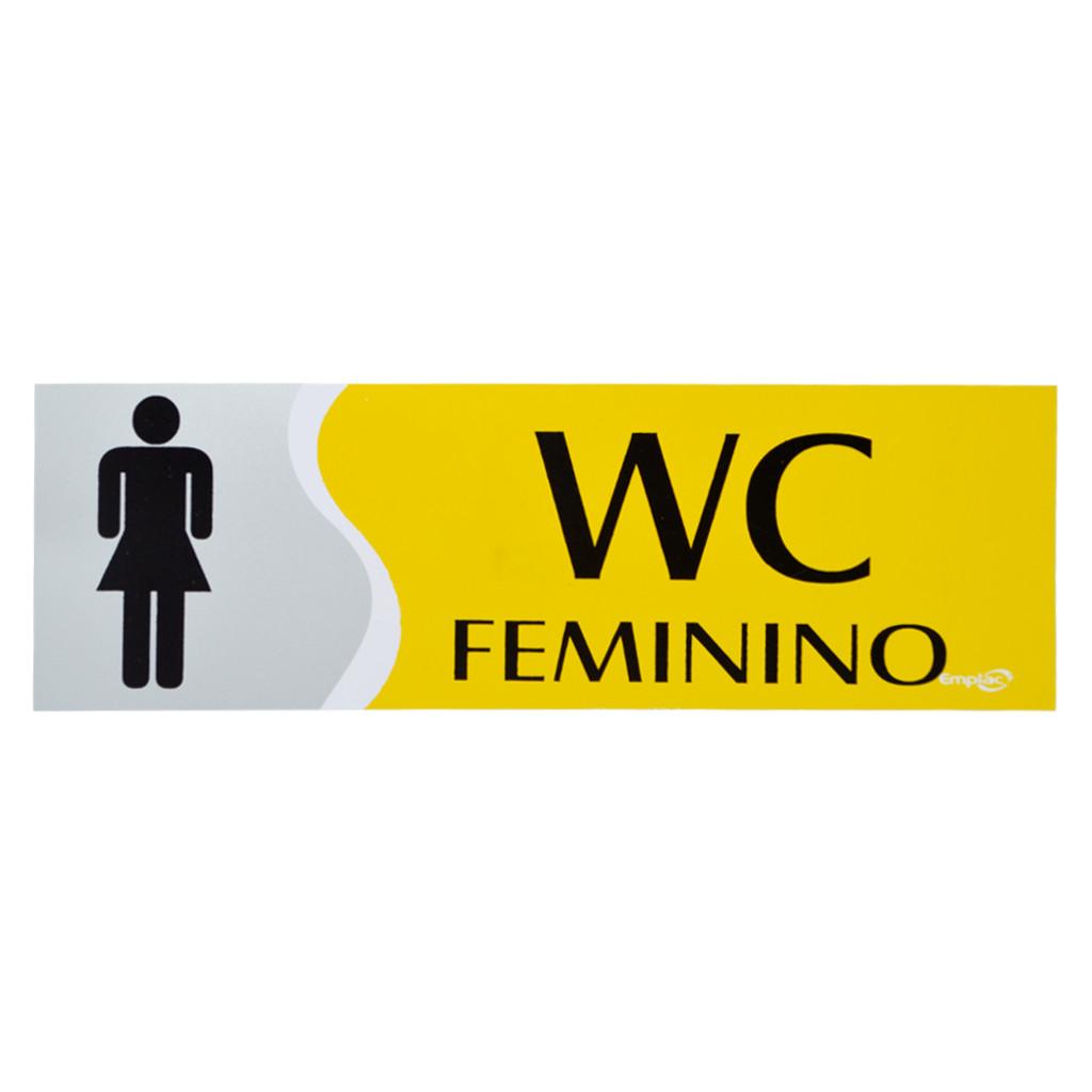 Placa WC Feminino Amarela 30 cm Emplac - Irmãos Haluli