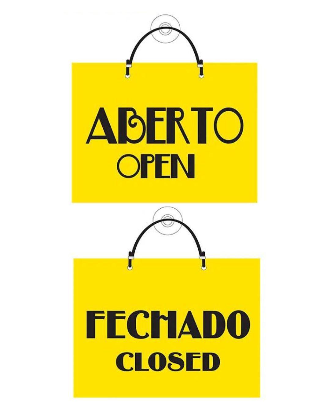 Placa Sinalização Aberto/Fechado Amarela 15x20cm Emplac (1 unidade ...