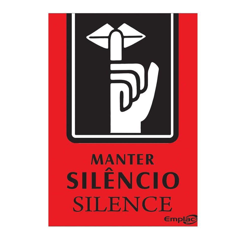 Placa Manter Silêncio Vermelha 20x15cm Emplac (1 unidade) - Irmãos Haluli