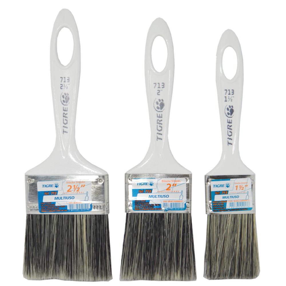 Trincha Simples Cerda Sintética Gris Ref. 713 Tigre - Irmãos Haluli