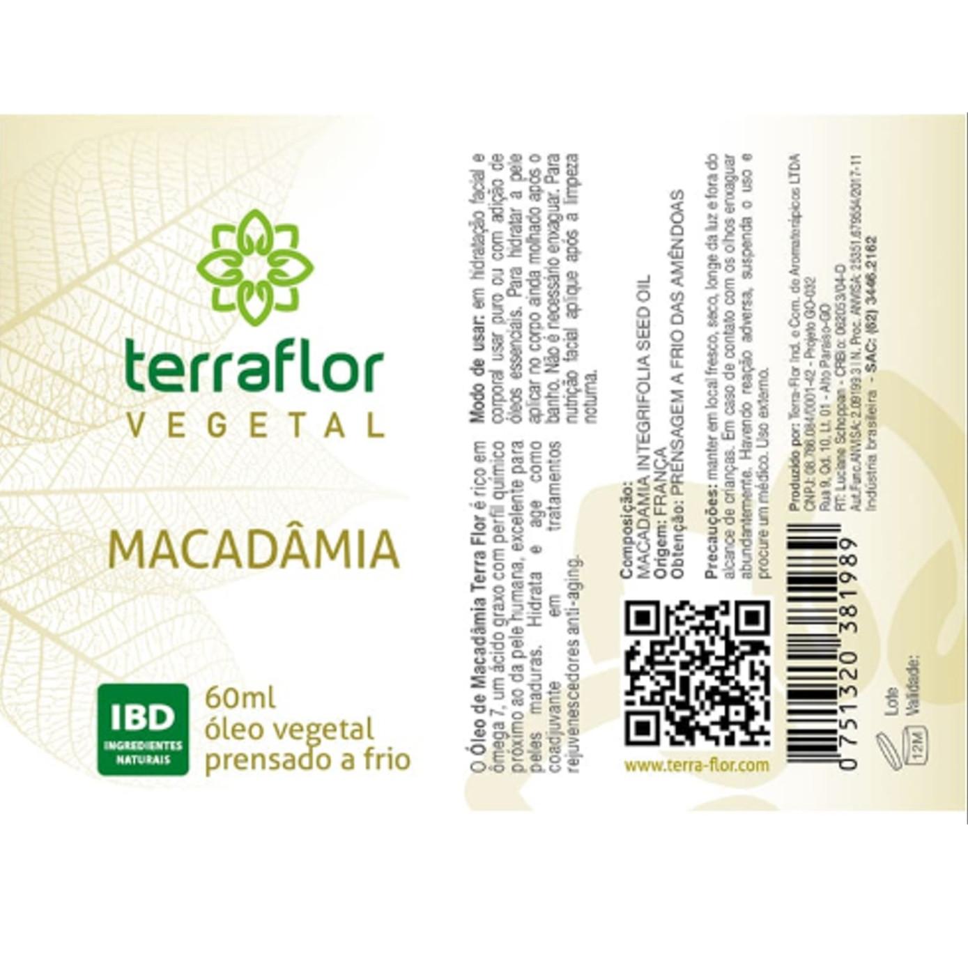 Óleo Vegetal Macadâmia TerraFlor (60ml) - Irmãos Haluli
