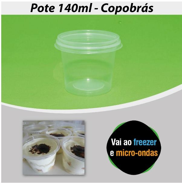 Pote Redondo Transparente com Tampa 140ml Copobras (Kit com 25 unidades ...