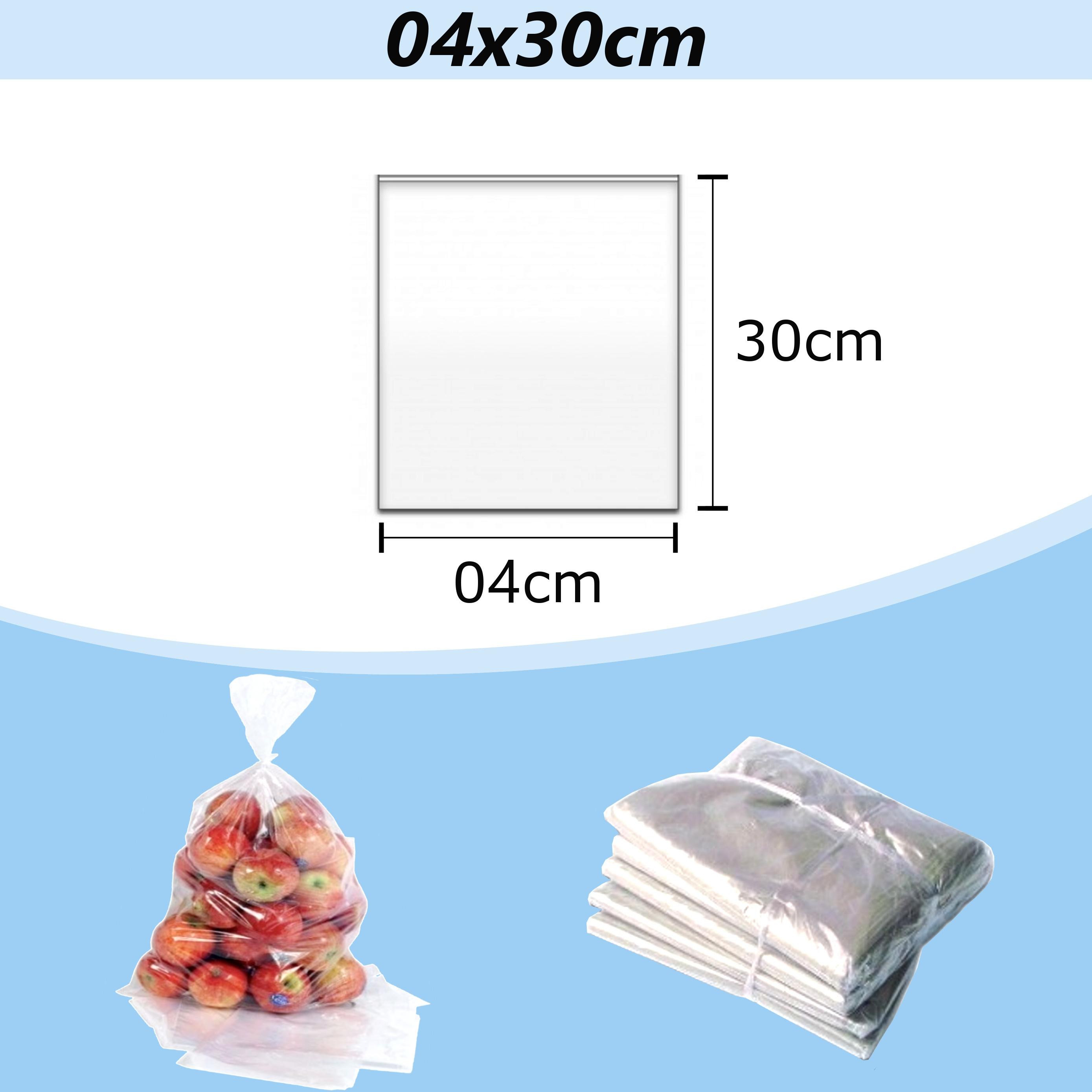 Saco Plástico PEBD Incolor 04x30cm com Espessura de 0.04mm Haluli (100 ...