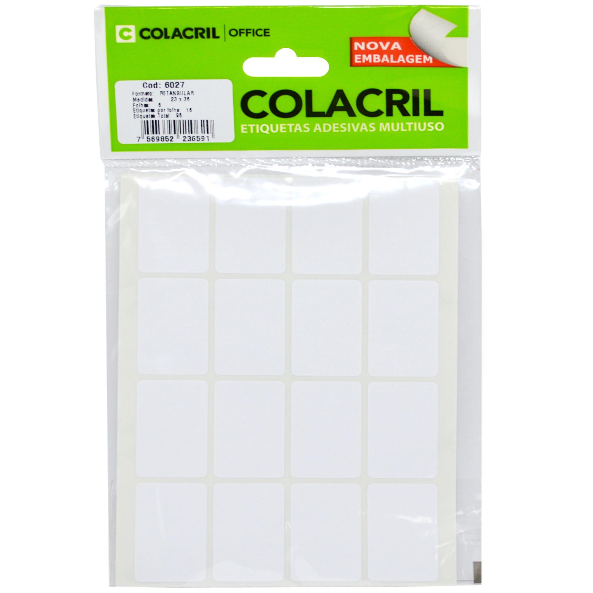Etiquetas Adesivas Multiuso Retangular 23x36mm Ref. 6027 Colacril (96 ...