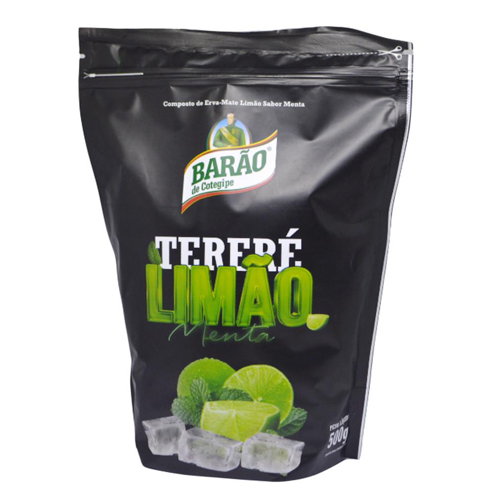 Composto De Erva Mate Tereré Sabor Limão E Menta Barão 500 Gramas