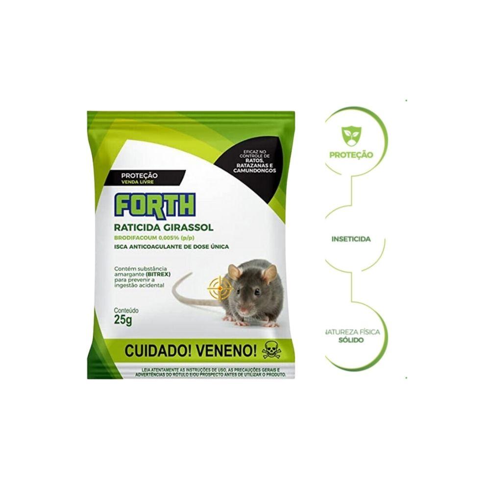 Raticida em Forma de Girassol Mata Rato Forth 25gr - Irmãos Haluli