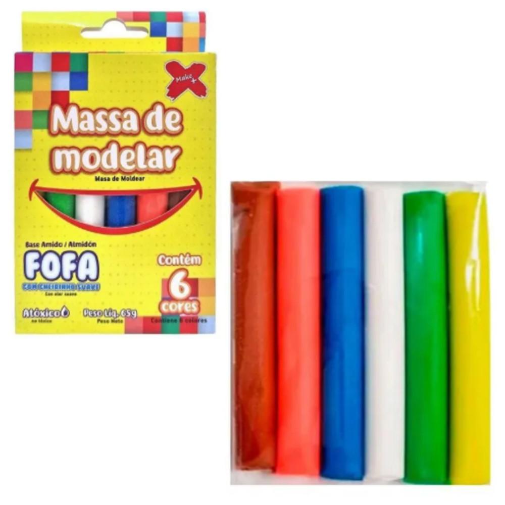 Massa de Modelar P/ Artesanato 6 Cores Make+ 65gr - Irmãos Haluli